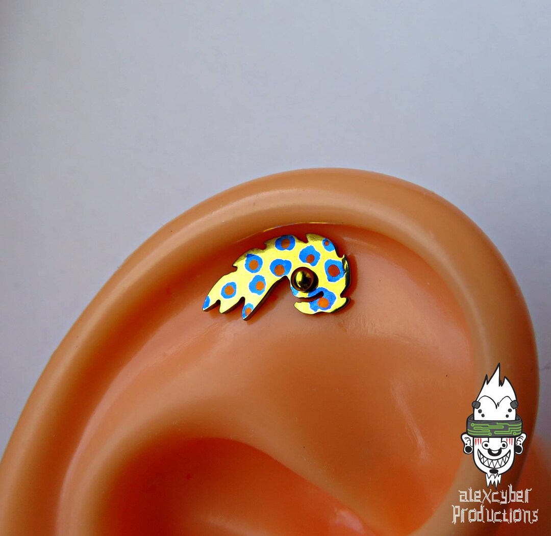 Handmade Octopus Skin Titanium Multiposition Piercing Attachement With ...