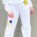 Comic Sweatpants- White Sweats- Stars- Lightning Bolt- Smiley Face ...