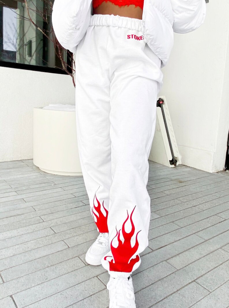 Flame Sweatpants Red and White- Flames -fire -sweats -blue -black ...