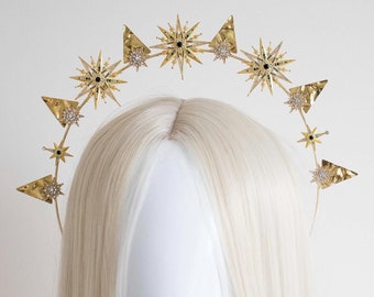 Gold Star Halo Headband: Celestial Bridal Crown - Etsy
