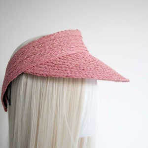 Pink Visor Cap - Panmilli | Crownless Hat | Raffia Straw | Crownless ...