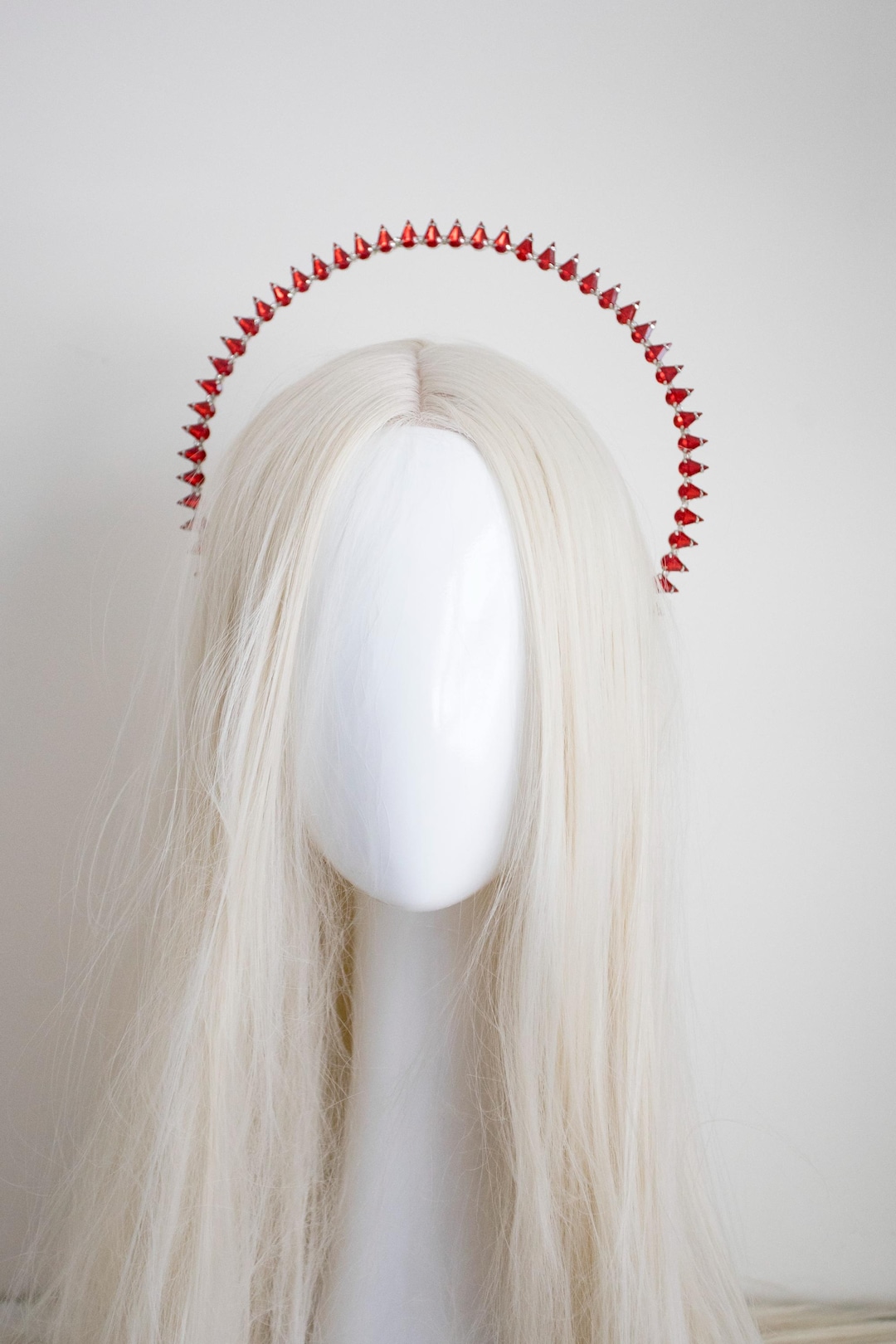 Red Teardrop Halo Crown - Red Rhinestone Halo Headband - Crystal Saint ...