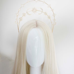 Gold Star Halo Headband: Celestial Bridal Crown, Goddess Headpiece - Etsy