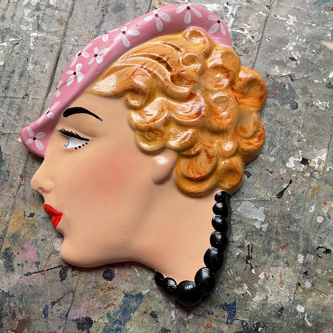 Art Deco Wall Mask: Hand-painted Plaster 'harriet' - Etsy
