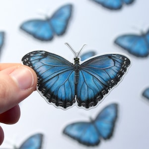 Blue Butterfly Vinyl Sticker, Vinyl Decal, Waterproof, Scratch ...
