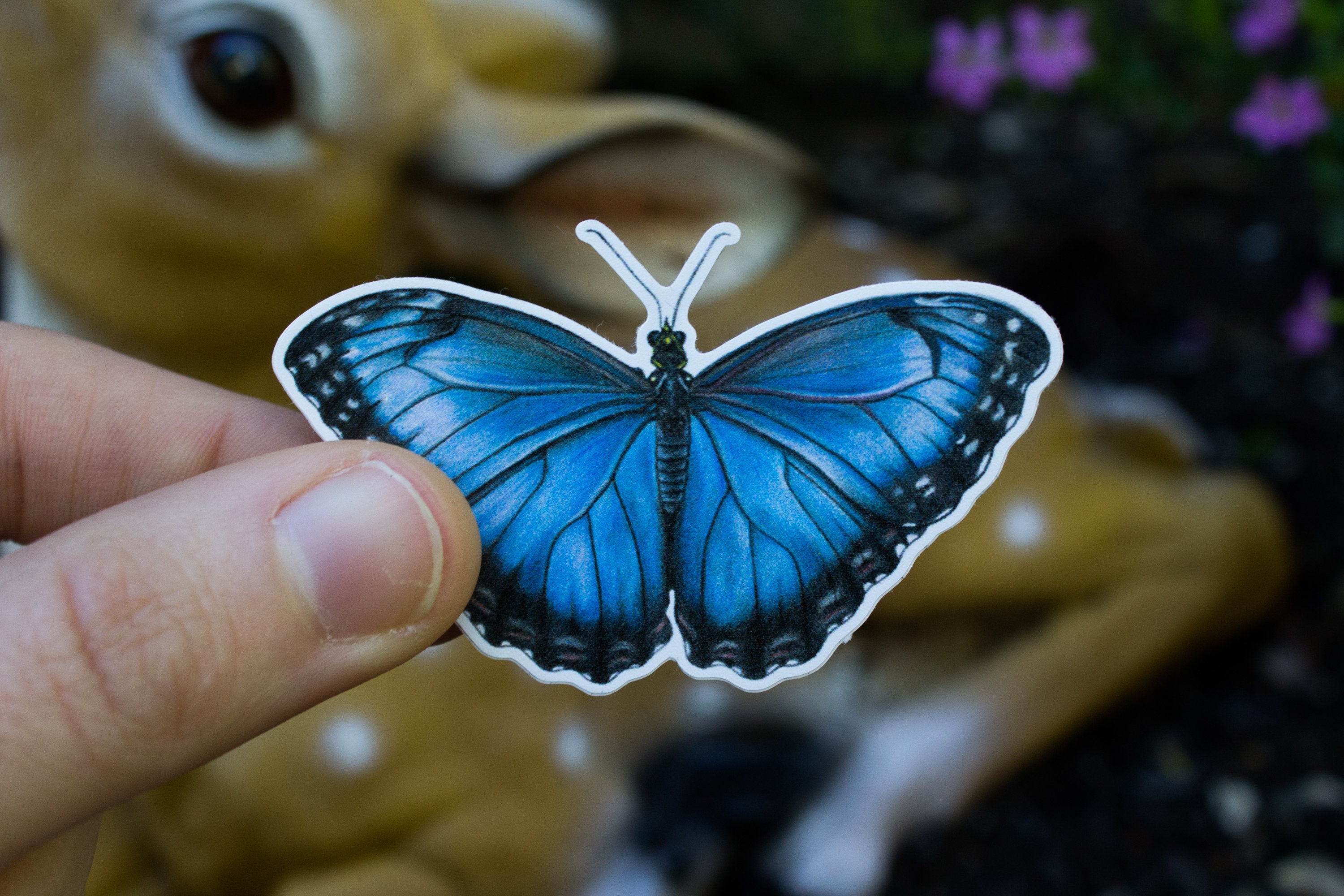 Blue Butterfly Vinyl Sticker, Vinyl Decal, Waterproof, Scratch ...