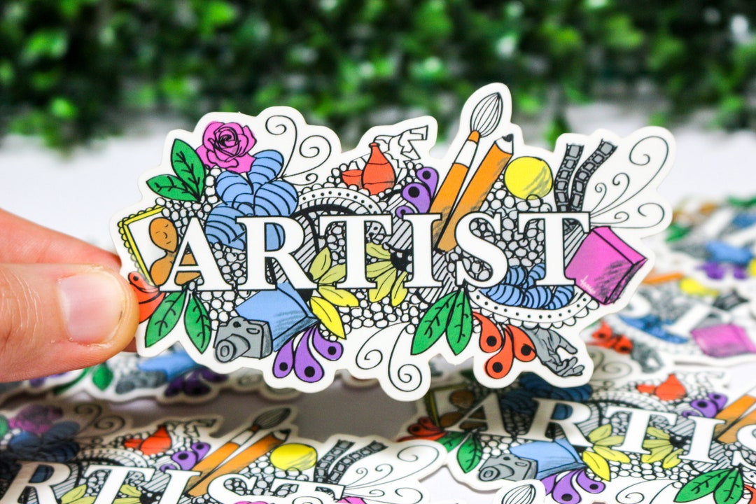 Artist Vinyl Sticker, Hand Drawn, Laptop Decal, Painting, Drawing ...