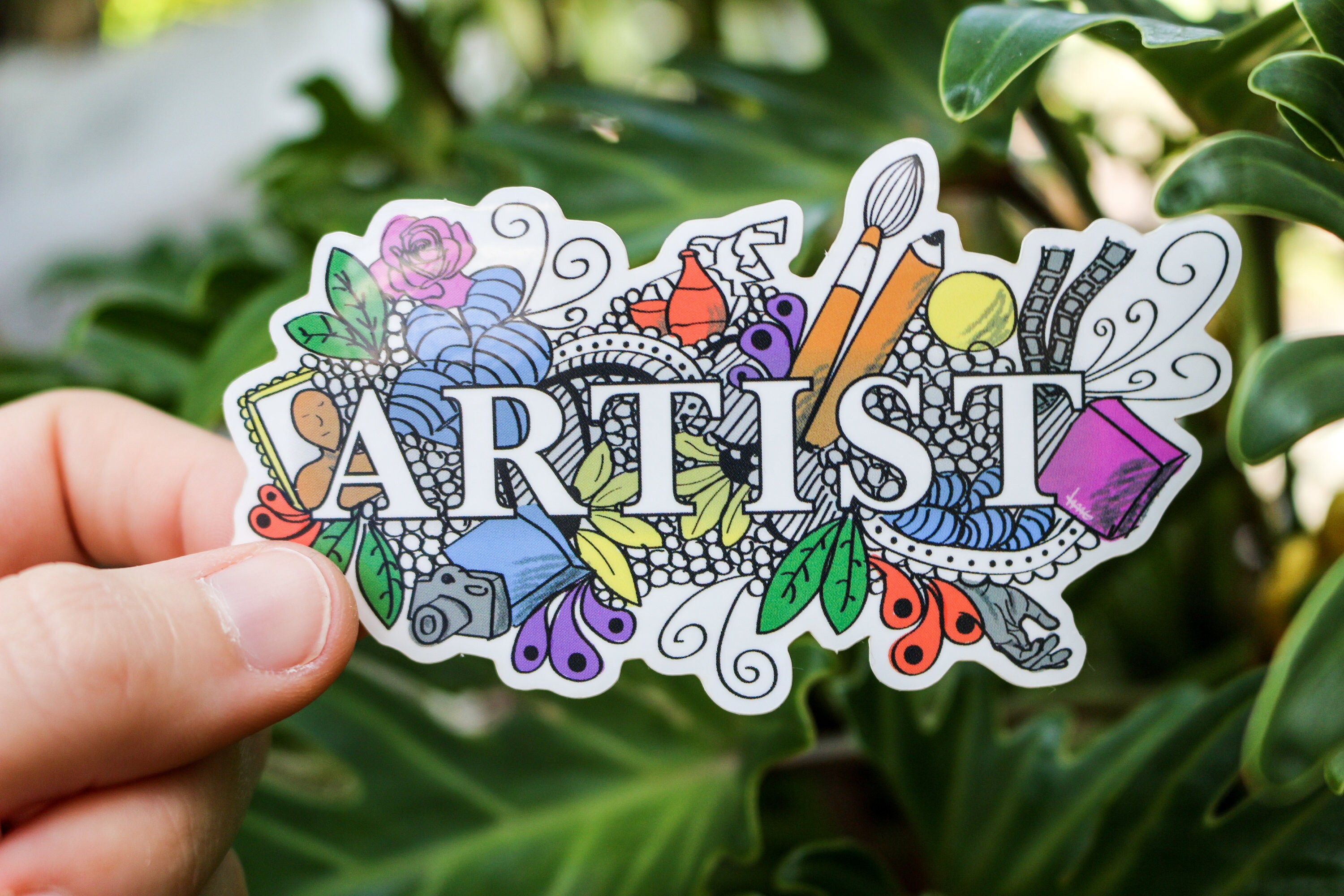 Artist Vinyl Sticker, Hand Drawn, Laptop Decal, Painting, Drawing ...