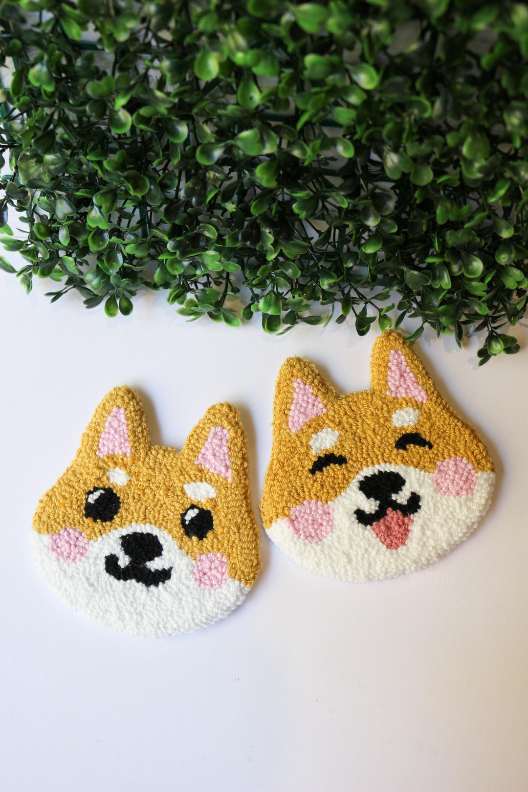 Shiba Inu Punch Needle Mug Rug - Etsy
