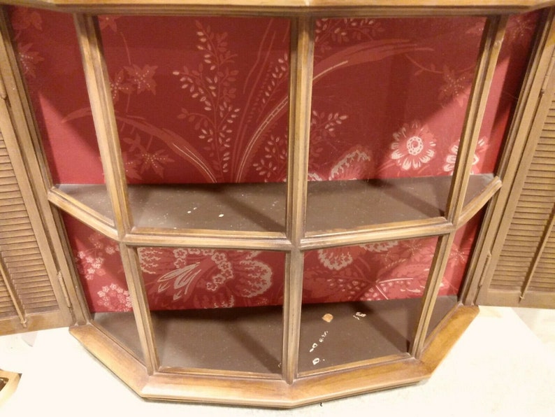 1964 Vtg MCM SYROCO Plastic 3 Tier Wall Shelf W/ Shutters 31.5.x 14.5 X ...