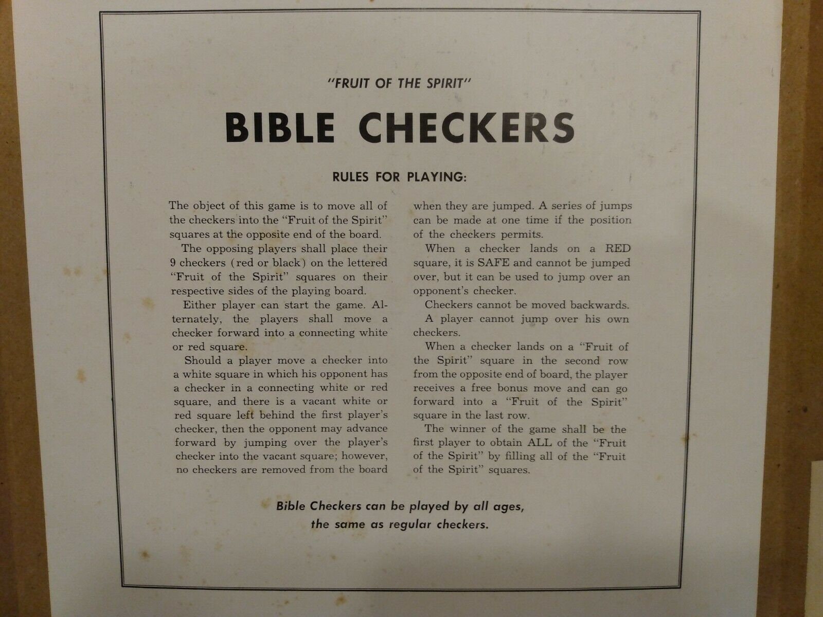 Vintage Bible Checkers Game Fruit of the Spirit Warner Press U.S.A. - Etsy