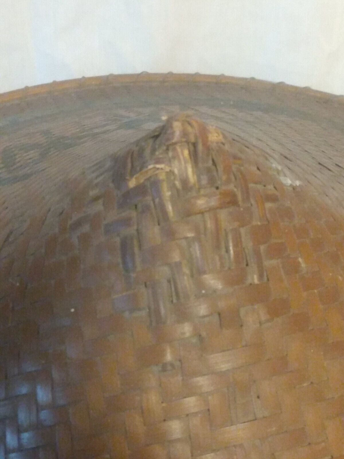 Vintage Asian Woven Traditional Straw Hat Rice Paddy Coolie Conical ...