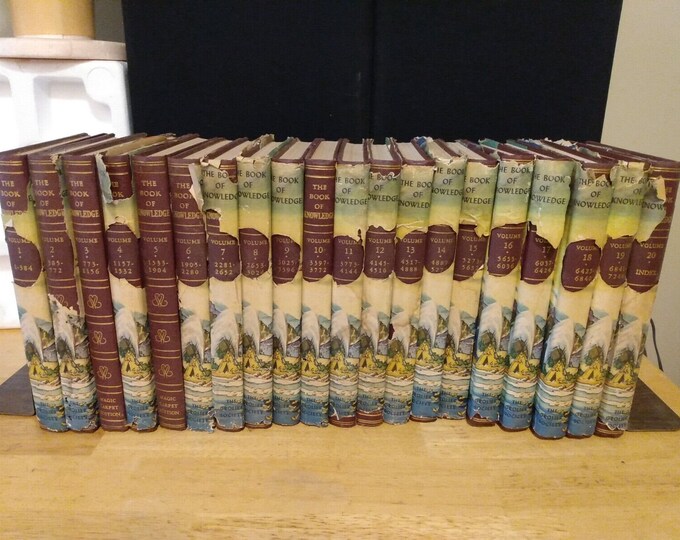 1957 Grolier BOOK OF KNOWLEDGE Complete 20 Volume Set Magic Carpet ...