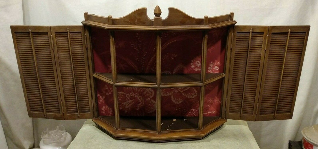 1964 Vtg MCM SYROCO Plastic 3 Tier Wall Shelf W/ Shutters 31.5.x 14.5 X ...