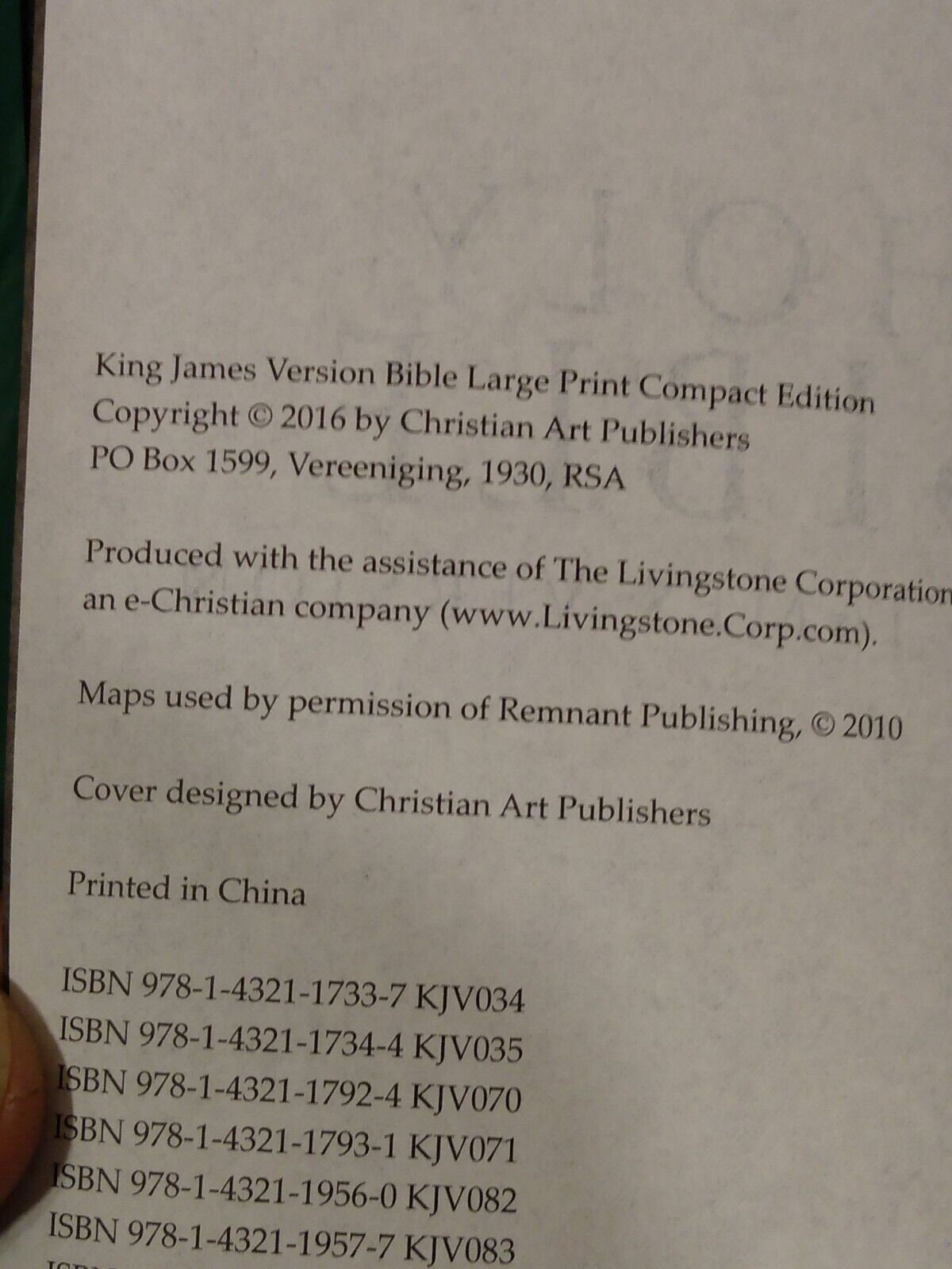 The Holy Bible KJV King James Version Large Print Leather Cover Compact ...