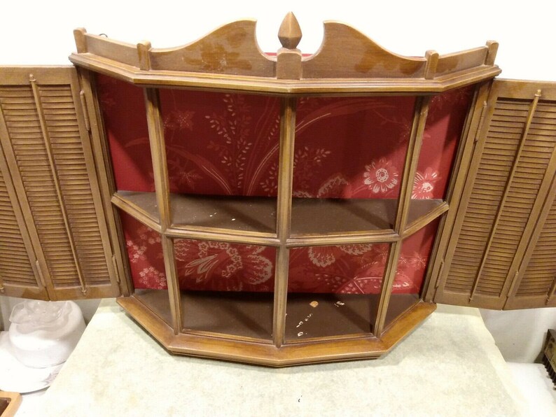 1964 Vtg MCM SYROCO Plastic 3 Tier Wall Shelf W/ Shutters 31.5.x 14.5 X ...