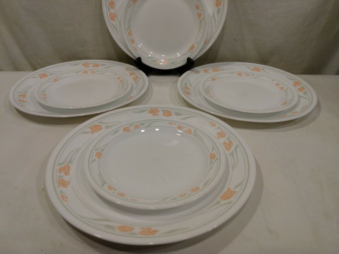 Corelle by Corning SUMMER BLOSSOMS 4 Assiettes à salade 4 Dinner White ...