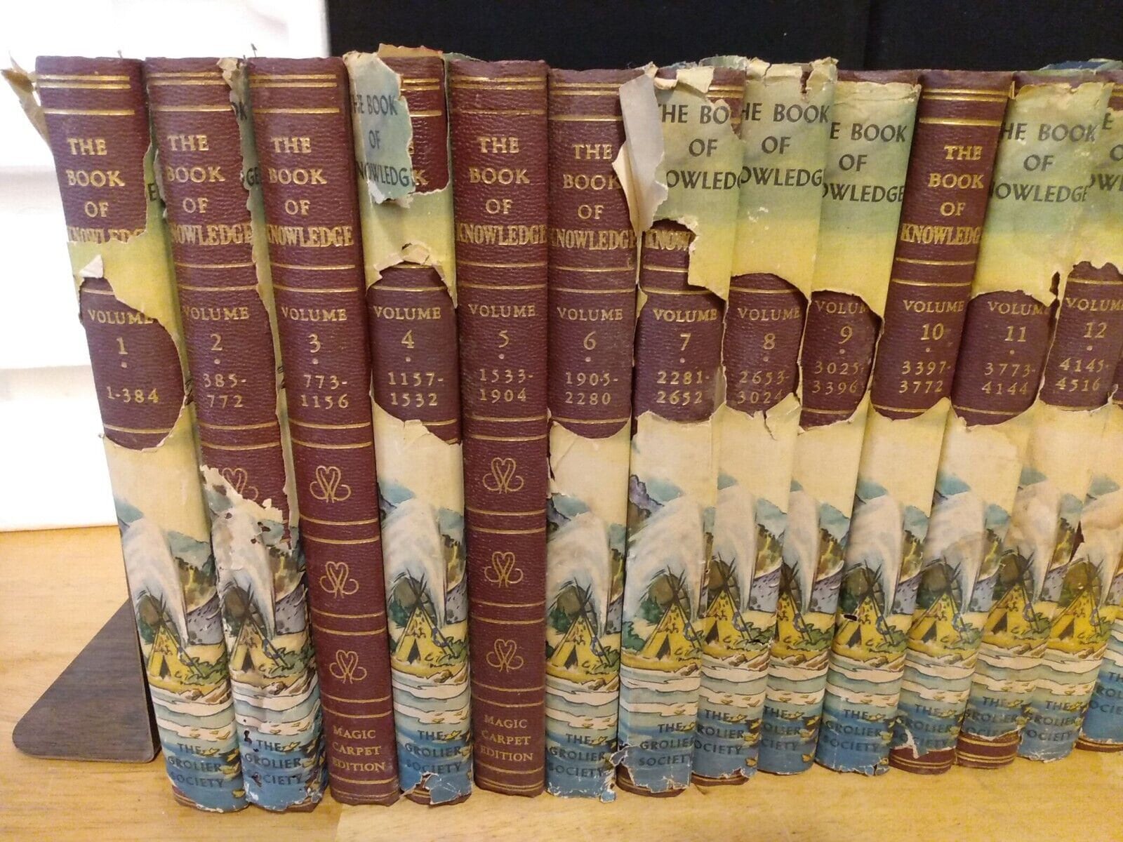 1957 Grolier BOOK OF KNOWLEDGE Complete 20 Volume Set Magic Carpet ...