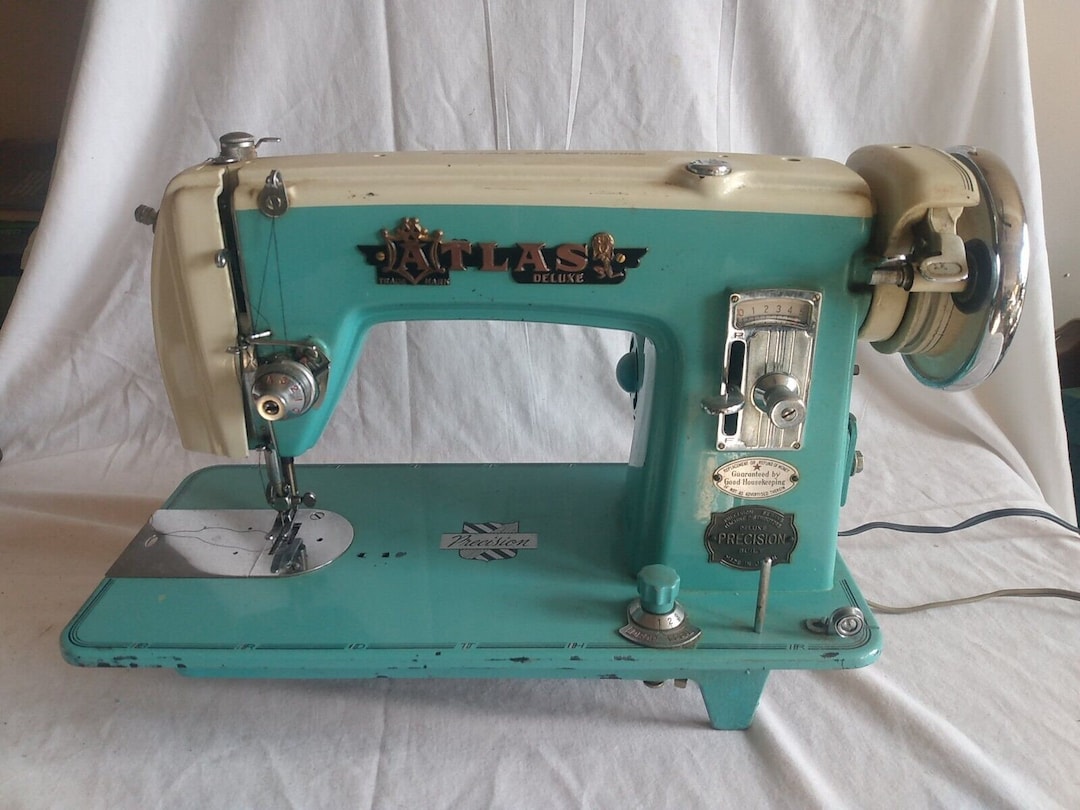 Vintage ATLAS Deluxe Precision Portable Sewing Machine No Carrying Case ...