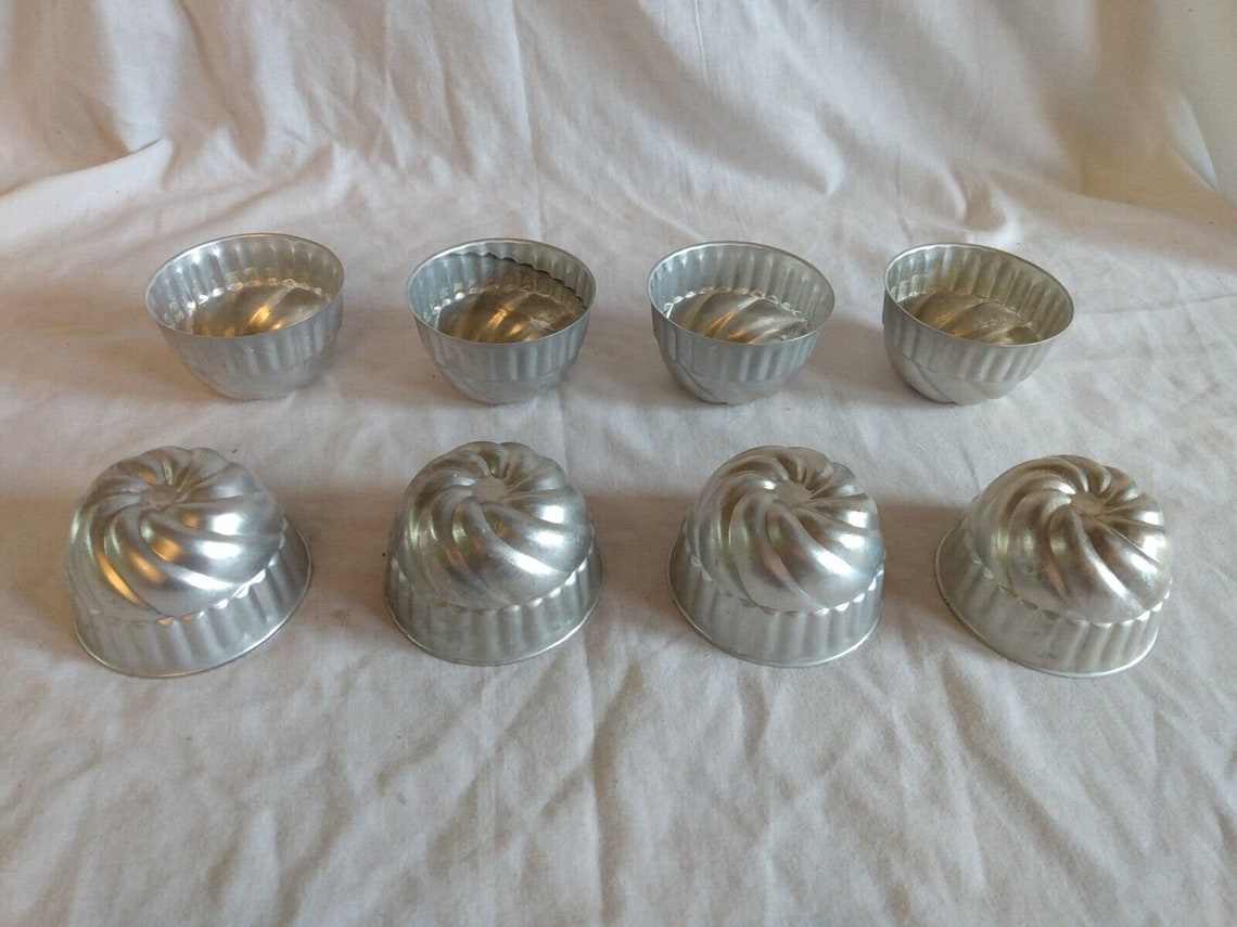 Set of 8 Vintage Kitchen Chef Cake, Jello Individual Dessert Mold ...