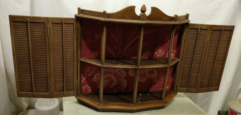 1964 Vtg MCM SYROCO Plastic 3 Tier Wall Shelf W/ Shutters 31.5.x 14.5 X ...