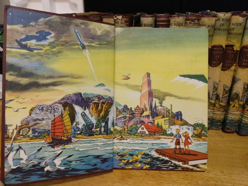 1957 Grolier BOOK OF KNOWLEDGE Complete 20 Volume Set Magic Carpet ...