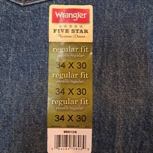 Wrangler - Regular Fit Men’s Jeans Blue 5 Star Premium Denim Size 34x30 ...