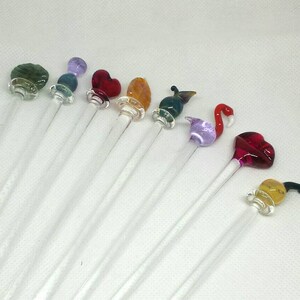 Glass Drinks Stirrers - Set of Four - Decorative Glass Cocktail ...