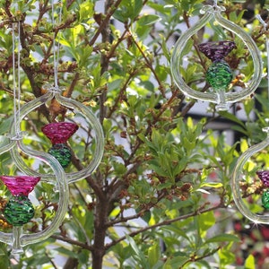 Hanging Glass Thistle - Handmade Glass Thistle Ornament - Thistle Tree ...