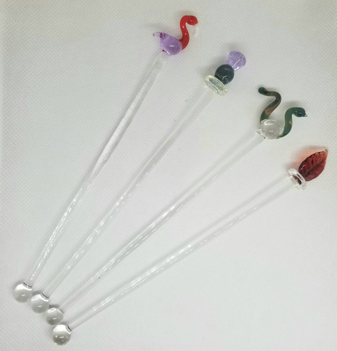 Glass Drinks Stirrers Set of Four Decorative Glass Cocktail Stirrers ...