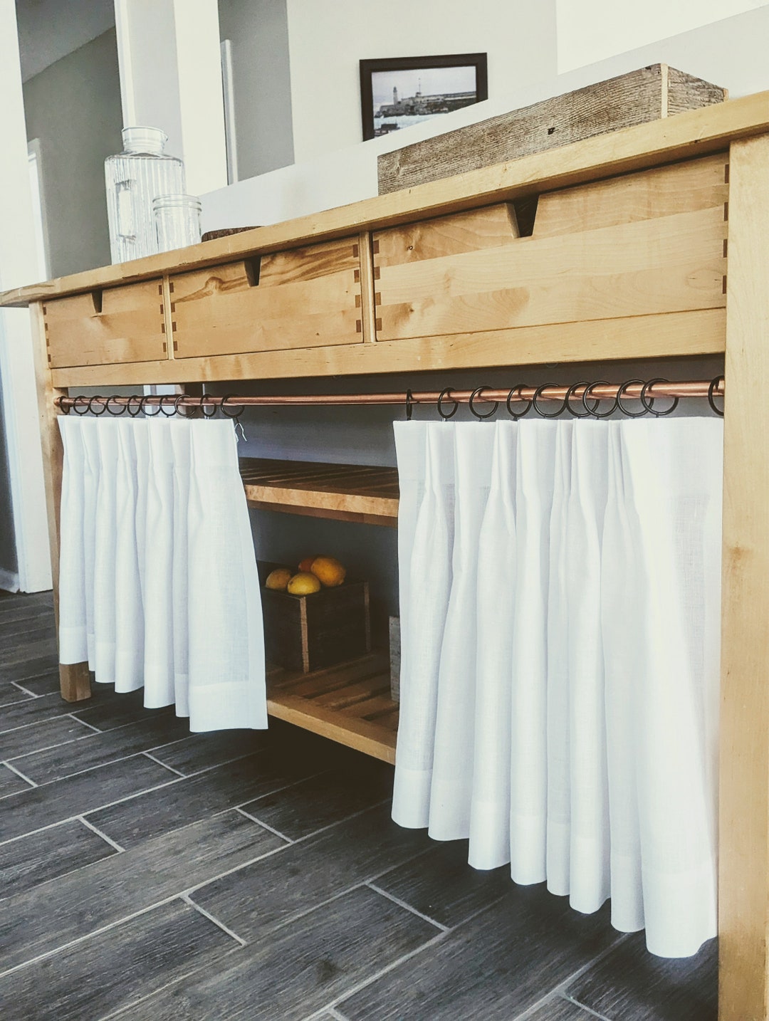 Sink Skirt, Vanity Cover, Cafe Curtain, Farmhouse Decor, Industrial or ...