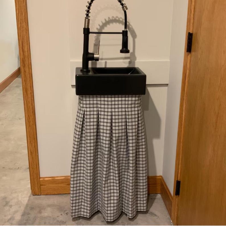 Sink Skirt With Velcro/ Sink Skirt for Bathroom or Kitchen/ Curtains ...