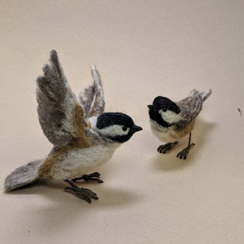 Black-capped Chickadee Woodland Décor Felted Bird Flying - Etsy