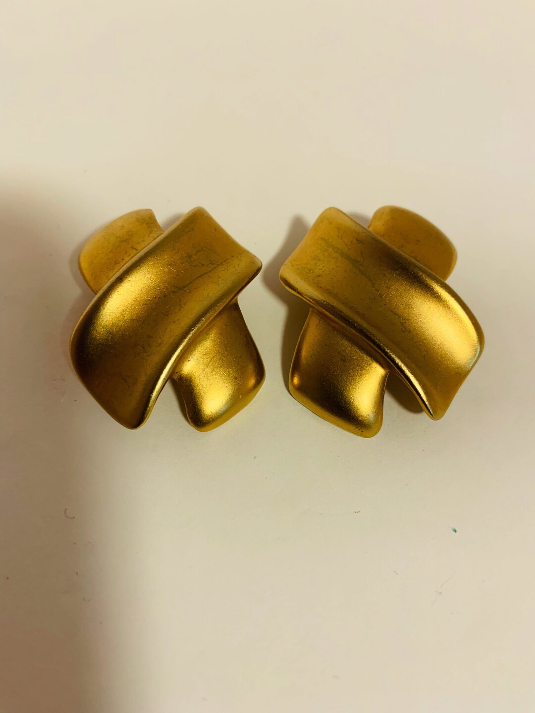 Brushed Gold Tone Chunky Criss Cross Design Clip on Earrings. - Etsy