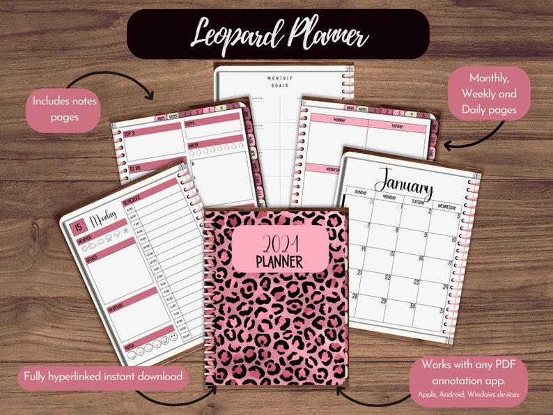 Leopard - 2024 Digital Planner - Etsy