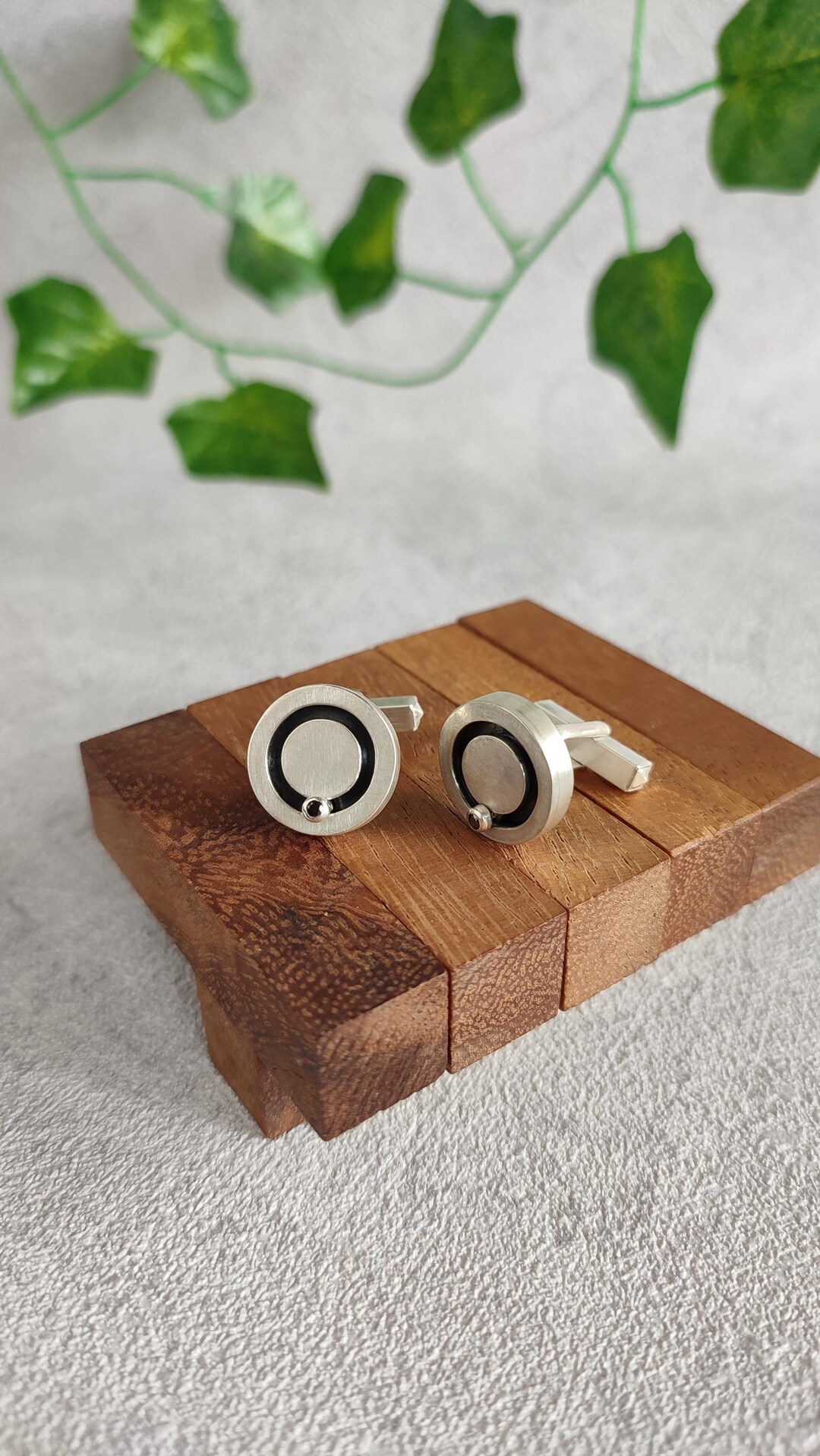 Fidget Cufflinks With Black Diamonds // Elegant Sterling Silver ...