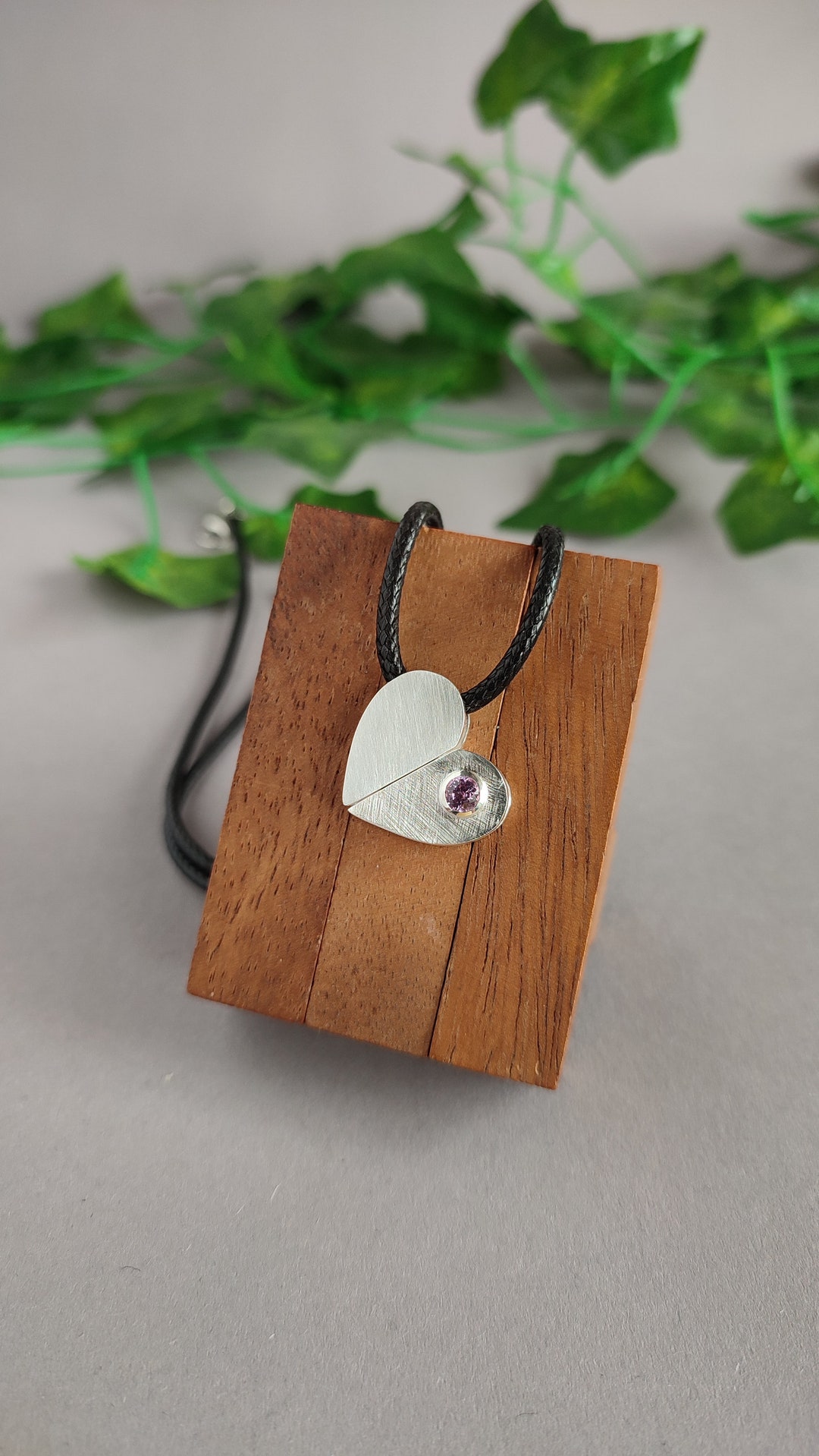 Heart Fidget Pendant With Pink and White Sapphires // Sterling Silver ...