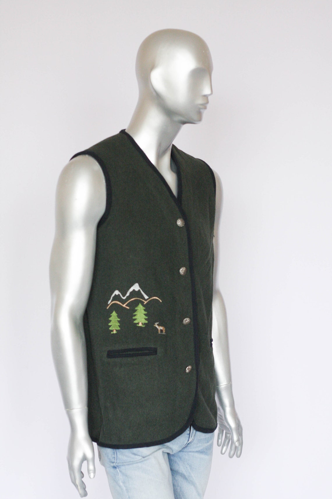 Vintage National Vest Wool Vest German Vest Alpine Vest Oktoberfest ...
