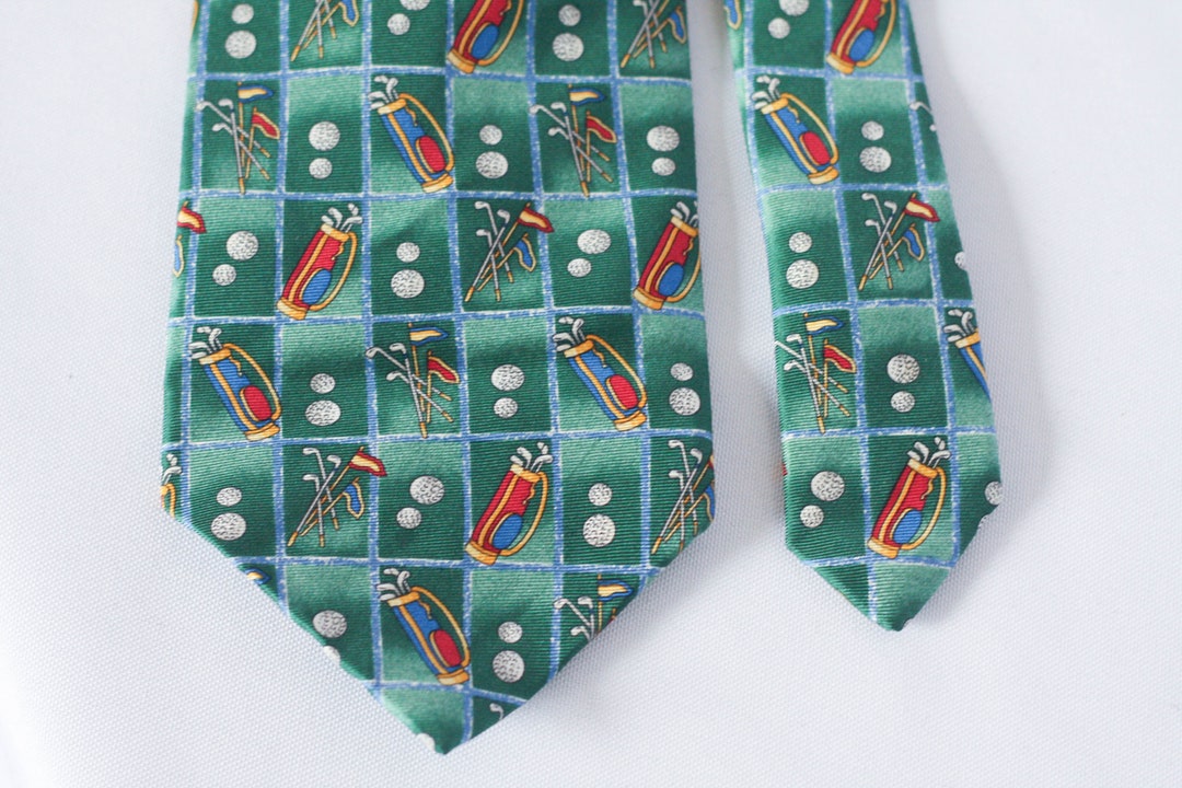 Golf Tie Silk Tie Mens Tie Vintage Tie Sport Tie Green Tie Golf Club ...