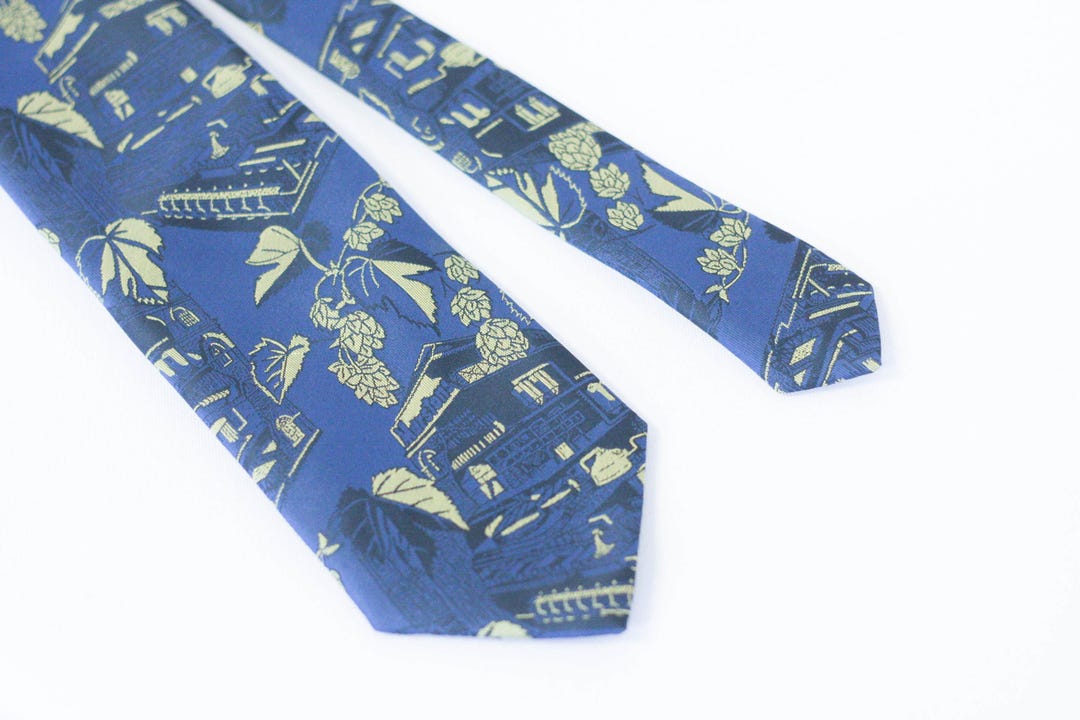 Navy Blue Tie Brevery Tie Beer Fun Tie Beer Plant Abstract Tie Gift for ...