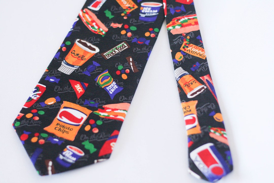 Fast Food Tie Vintage Tie Mens Necktie Made in USA Hot Dog Tie Soda Tie ...