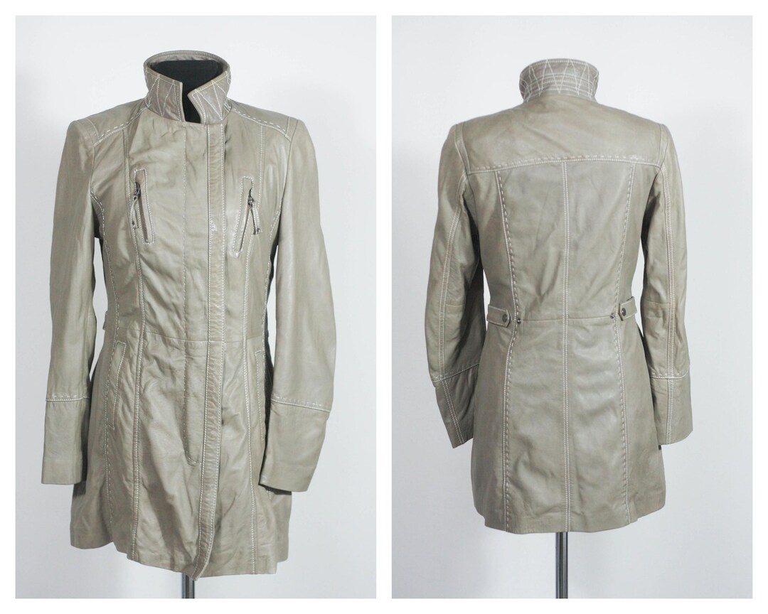 Vintage Gray Leather Jacket YTK Jacket Leather Coat Jacket Real Leather ...