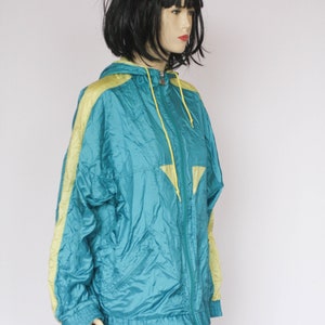 Turquoise Jacket Retro Sportwear Womens Windbreaker Sport Top Size ...