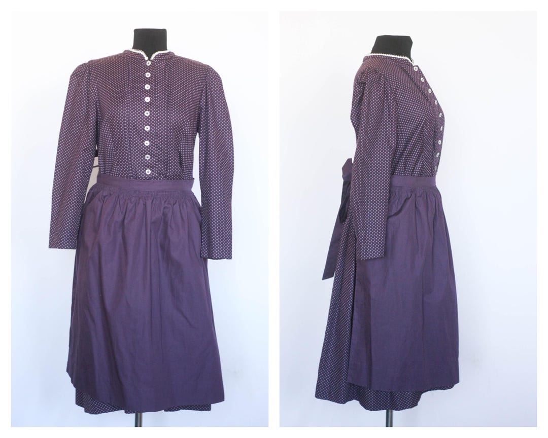 Wool Dirndl Dress Womens Dress Polka Dot Dress German Dress Alpine ...