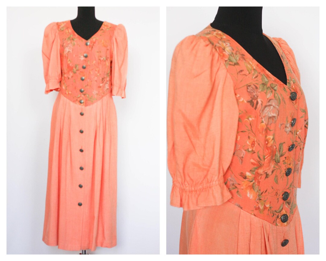 Linen Dirndl Dress Womens Dress Green Dress German Dress Alpine Dress ...