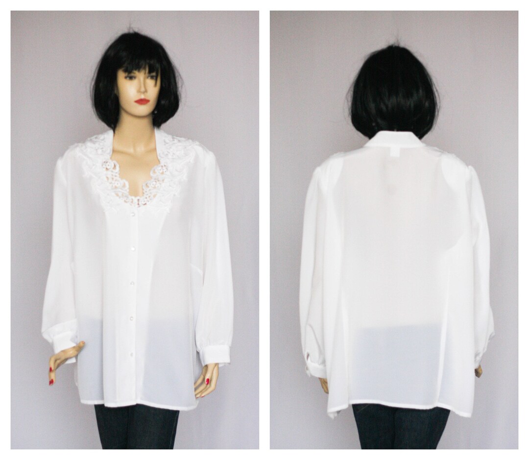 Victorian Blouse Macrame Blouse White Blouse Elegant Blouse Oversized ...