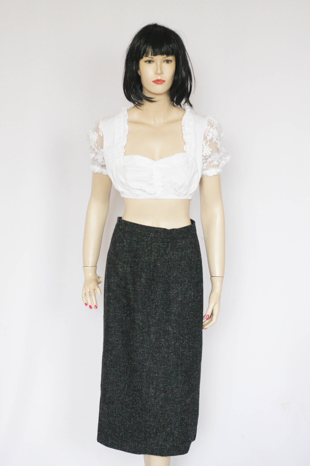 Vintage Skirt Wool Skirt Elegant Skirt Womens Skirt Black Skirt Warm ...