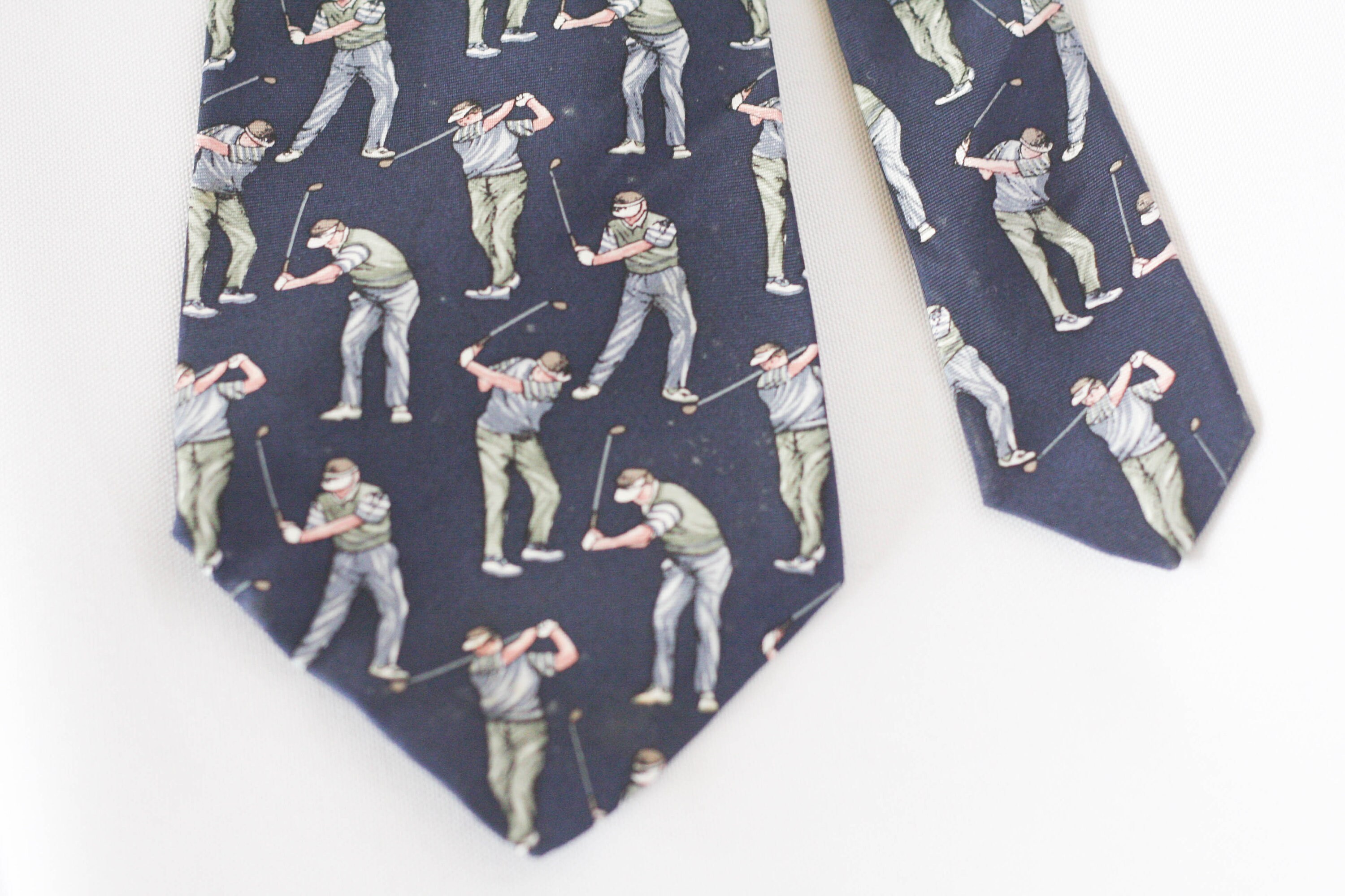 Golf Tie Mens Tie Vintage Tie Sport Tie Dark Blue Tie Golf - Etsy