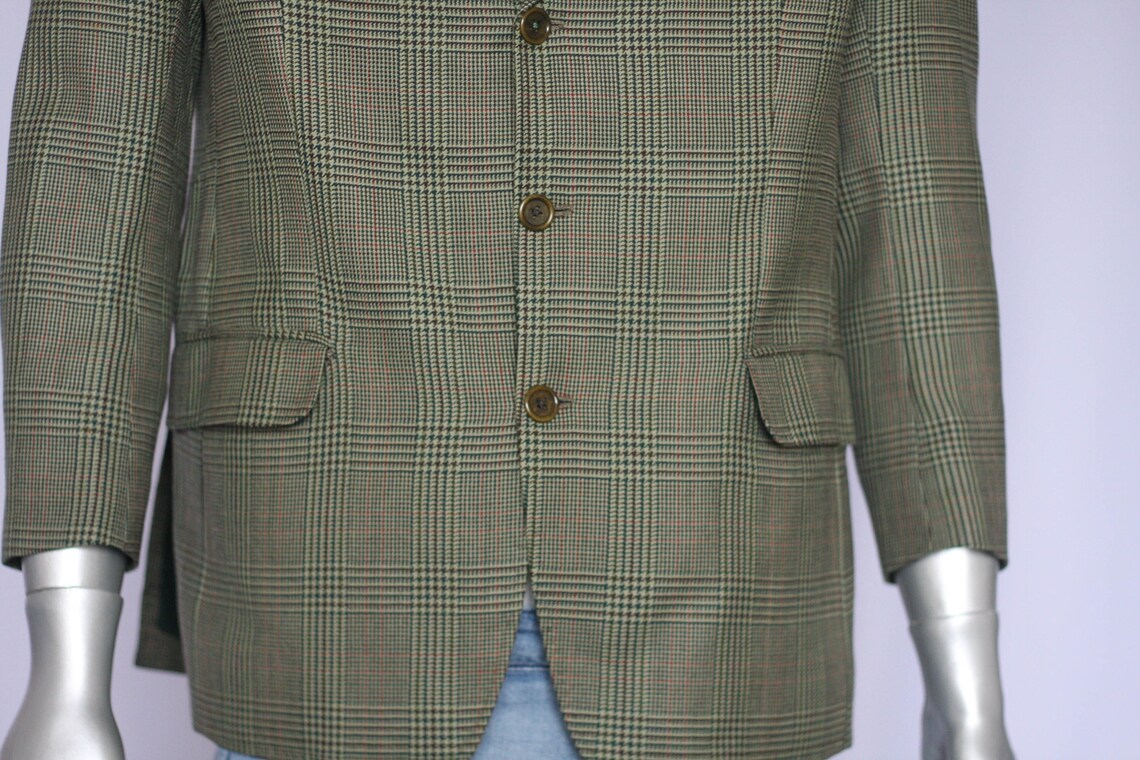 Mens Plaid Blazer Wool Blazer Checkered Coat Mens Outwear Sport Jacket ...