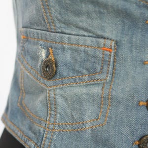 Vintage Denim Vest Womens Vest Blue Vest 90s Denim Jeans Vest Cotton Vest Vintage Waistcoat Size ...